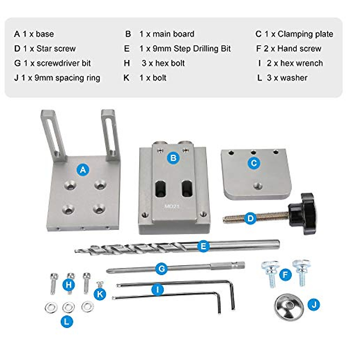 Pocket Hole Jig Wood Jig Pocket Hole Jig Kit Mini Style Pocket Hole Jig Kit for Wood Working Step Drill Bit Set