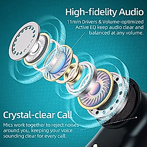 GOLREX Bluetooth Headphones Wireless Earbuds 36Hrs Playtime Wireless Charging Case Digital LED Display Over-Ear Earphones with Earhook Waterproof Headset with Mic for Sport Running Workout Black