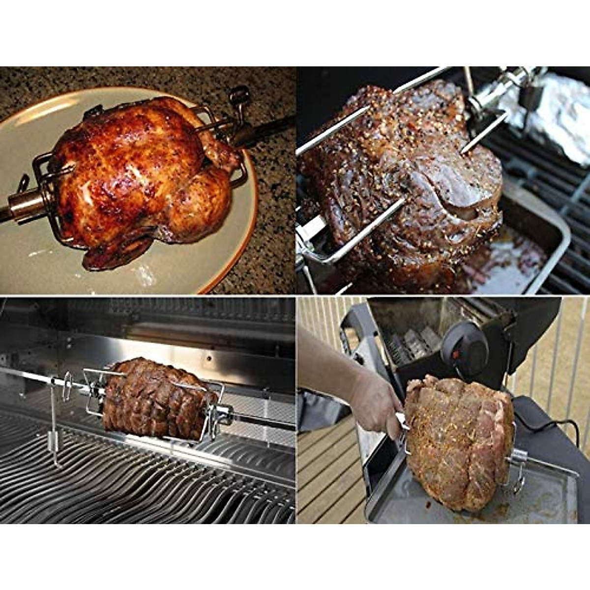 N & N 304 Stainless Steel Rotisserie Meat Forks(1-Pair) - Fits 3/16-Inches Hexagon, 1/4-Inches Square & 3/8-Inches Round Rotisserie Spit Rods