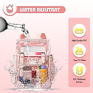 Chic Large Clear Backpack with Reinforced Straps Heavy-Duty, Stadium Approved, See-Through Pink Black Design Perfect for Girls, School Concerts Sports Events