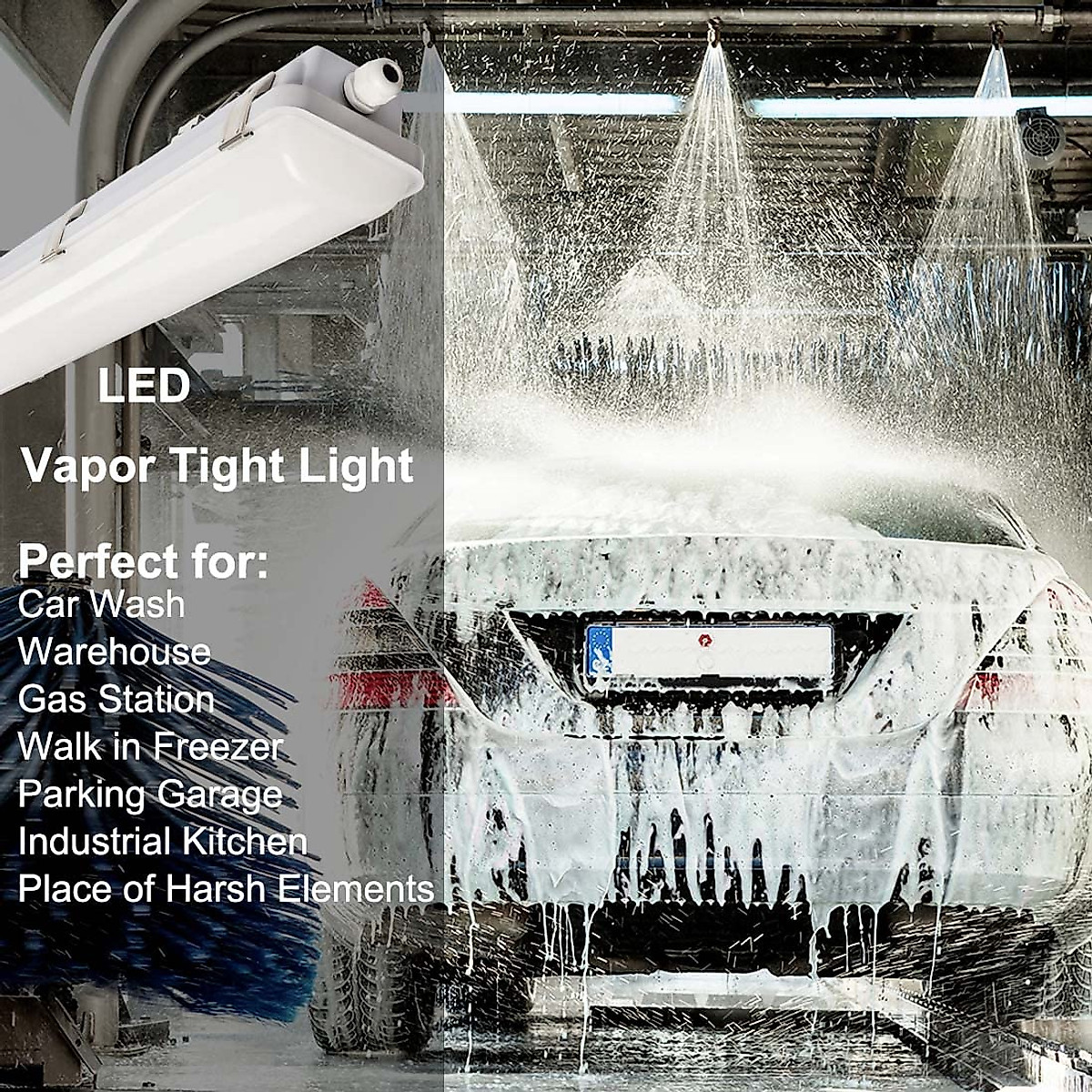 DAKASON 8FT LED Vapor Tight Light 120-100-80W tunable, 15600lm LED Vapor Proof Lighting Fixture IP66 100-277V, LED Outdoor Shop Light Waterproof for Parking Garage Car Wash Warehouse 2-Pack