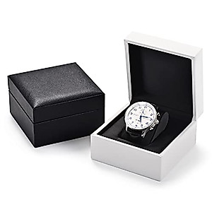 Woodten PU Leather Watch Gift Box Premium Single Wristwatch Storage Case with Removable Pillow(White)