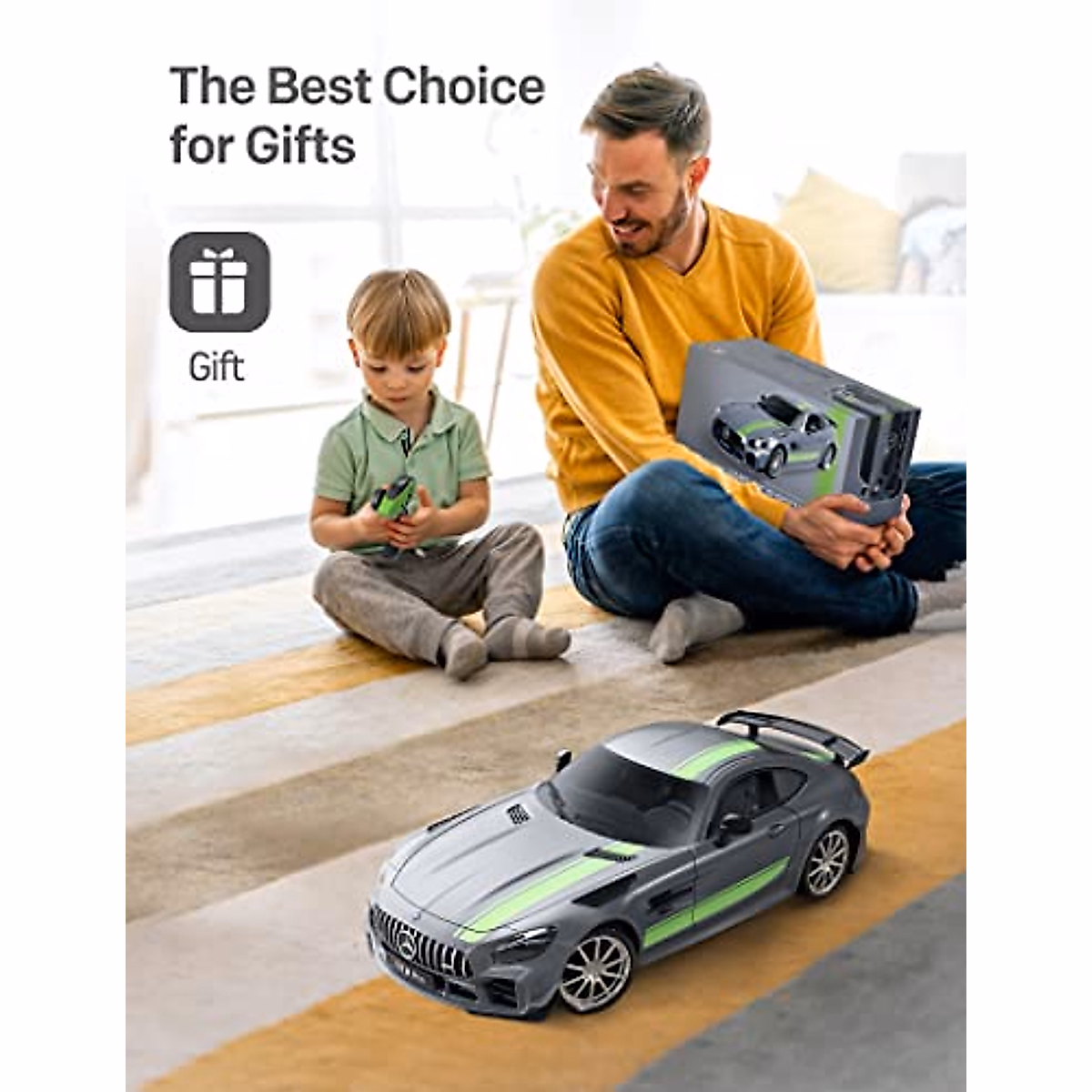 MIEBELY Remote Control Car, Mercedes Benz 1/12 Scale Official Authorized GT R Pro Rc Cars 7.4V 900mAh Rechargeable Battery 2.4Ghz Rc Drift Cars W/LED Toy Car Birthday Gift for Boys Kids Adults Age 6+