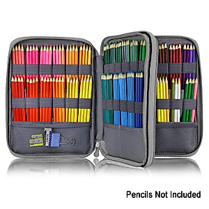 YOUSHARES 192 Slots Colored Pencil Case, Large Capacity Pencil Holder Pen Organizer Bag with Zipper for Prismacolor Watercolor Coloring Pencils, Gel Pens & Markers for Student & Artist (Black)