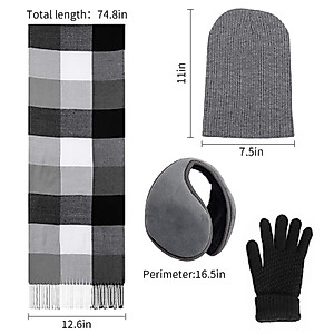 Knitted Winter Scarf, Gloves, Beanie, Ear Muffs Set - For Men, Women, Running, Skiing, Cycling, Yoga, Christmas Gift