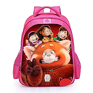 Eybunll Tur Red Backpack Meilin Cartoon Lightweight Travel Bag Bookbag for Boy Girls