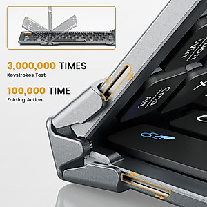 ProtoArc Foldable Bluetooth Keyboard with Touchpad, XK02 Folding Wireless Keyboard for Travel, Pocket-Sized Compact Portable Keyboard for iPad iPhone Tablet Laptop Windows iOS Android