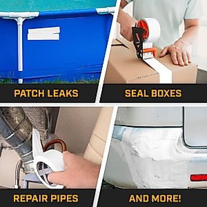 Lockport White Duct Tape - Roll Multi 6 Pack 20 Yards x 2 Inch - Duct Tape Heavy Duty - Waterproof - No Residue - Strong Adhesive Duct Tape Tearable for Indoor Outdoor Use - Duct Tape Bulk Value