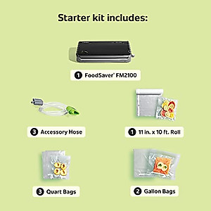 FoodSaver Vacuum Sealer Machine with Automatic Bag Detection, Sealer Bags and Roll, and Handheld Vacuum Sealer for Airtight Food Storage and Sous Vide, Black
