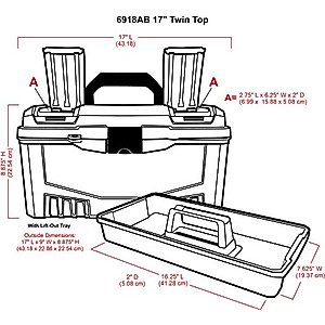 ArtBin 6918AB Twin Top 17 inch Supply Box, Portable Art & Craft Supply Organizer with Handle, [1] Plastic Storage Case, Black