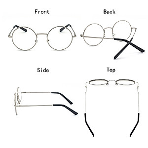 EYE ZOOM 3 Pack Metal Frame Round Reading Glasses with Spring Hinge (Black, Silver and Gunmetal, +2.00 Strength)