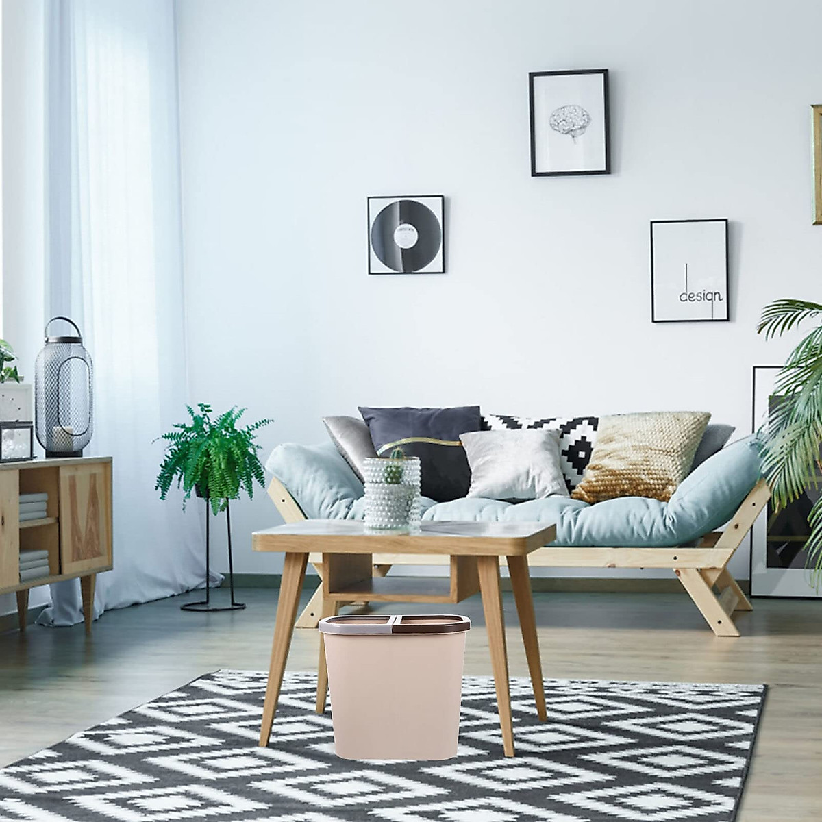 Alipis Dual Waste Basket 2 Compartment Trash Can Plastic Garbage Container Dustbin Recycling Bin Rubbish Bucket Compost Bin Pail for Kitchen Office