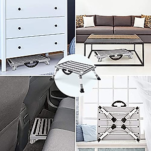 Kohree RV Step Stool, 19" x 14.5" Adjustable Height Extra Large Aluminum Folding Platform Step with Non-Slip Rubber Feet, Portable Handle, Stable RV T Level, Up to 1000 lbs