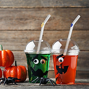 Reusable Glass Straw Shatter Resistant, Clear Glass Straws with Flowers, Cute Glass Straws for Smoothies and Normal Liquid Drinks, 6 Bent Straw with 2 Cleaner Brush