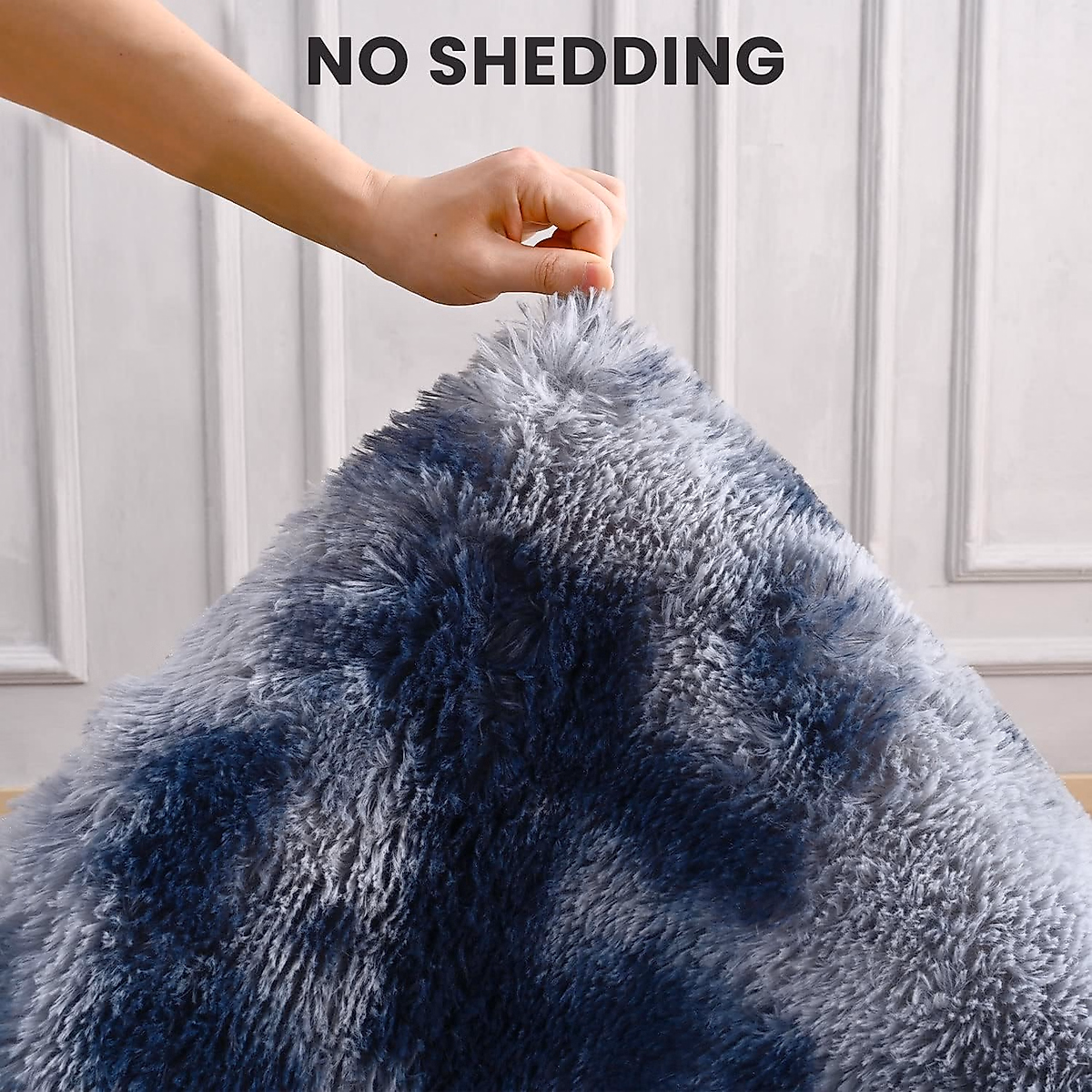 Terrug Fluffy Area Rugs for Living Room Bedroom, 5x8 Feet Tie-Dyed Blue Grey Shag Large Rug Fuzzy Throw Carpet, Anti-Skid Modern Indoor Shaggy Rug for Boy Girls Kids Nursery Room Dorm Home Decor