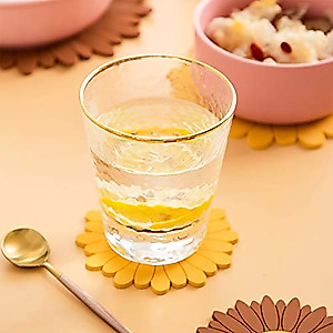 Sunflower Drink Coasters 2 Pack, Silicone Coasters for Drinks, Flower Soft Rubber Coaster, Protect Furniture from Water Marks or Damage, Non Slip Coasters (Small, Yellow)