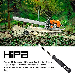 Hipa Pack of 10 Carburetor Adjustment Tool Kit for 2 Cycle Engine Husqvarna Craftsman Chainsaw Weed Eater Echo STHIL Poulan MTD Ryobi Homelite Trimmer Screwdriver with Case