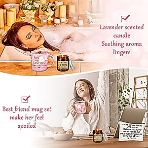 Sieral 6 Pieces Birthday Gifts for Women Relaxing Spa Gift Bestie Gifts for Women Friendship Gifts for Women Friends Cool Mom Birthday Gifts Scented Lavender Candle Keychain Mug for Gifts Women Girl