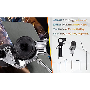 Vafany Electric Drill Plate Cutter,Versatile Metal Shears Drill Attachment Sheet Metal Nibbler Car Maintenance Accurate Double Headed Safe 360 Cutting Head Durable Electric Drill Shear