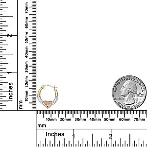 AVORA 10K Gold Three-Tone Heart Creole Hoop Earrings