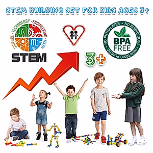170 Pcs Building Toys for Kids Ages 4-8 with Toy Box Storage, Idea Guide, Building Blocks STEM Toys for 3 4 5 6 7 8 9 Year Old Creative Kids Activity, Christmas Birthday Gifts for Boys Girls