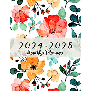 2024-2025 Monthly Planner: Large 2 Year Monthly Schedule Organizer from January 2024 to December 2025 With Holidays and Motivational Quotes | Calendar Planner With Watercolor Flower Design Cover