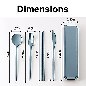 WJINGS 4 Sets Wheat Straw Cutlery, Portable Cutlery Set, Reusable Travel Flatware Set, for Lunch Boxes Workplace Camping School Picnic or Daily Use (Green, yellow, orange, blue)