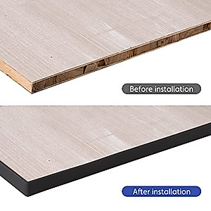 FAKILO U-Shape Edge Banding, 16.4ft TPE Self Adhesive Veneer Edging Trim Flexible Edge Protector, Furniture Edge Strip for Countertop Table Cabinets Shelves Restoration (7/20'' (9mm),Black)