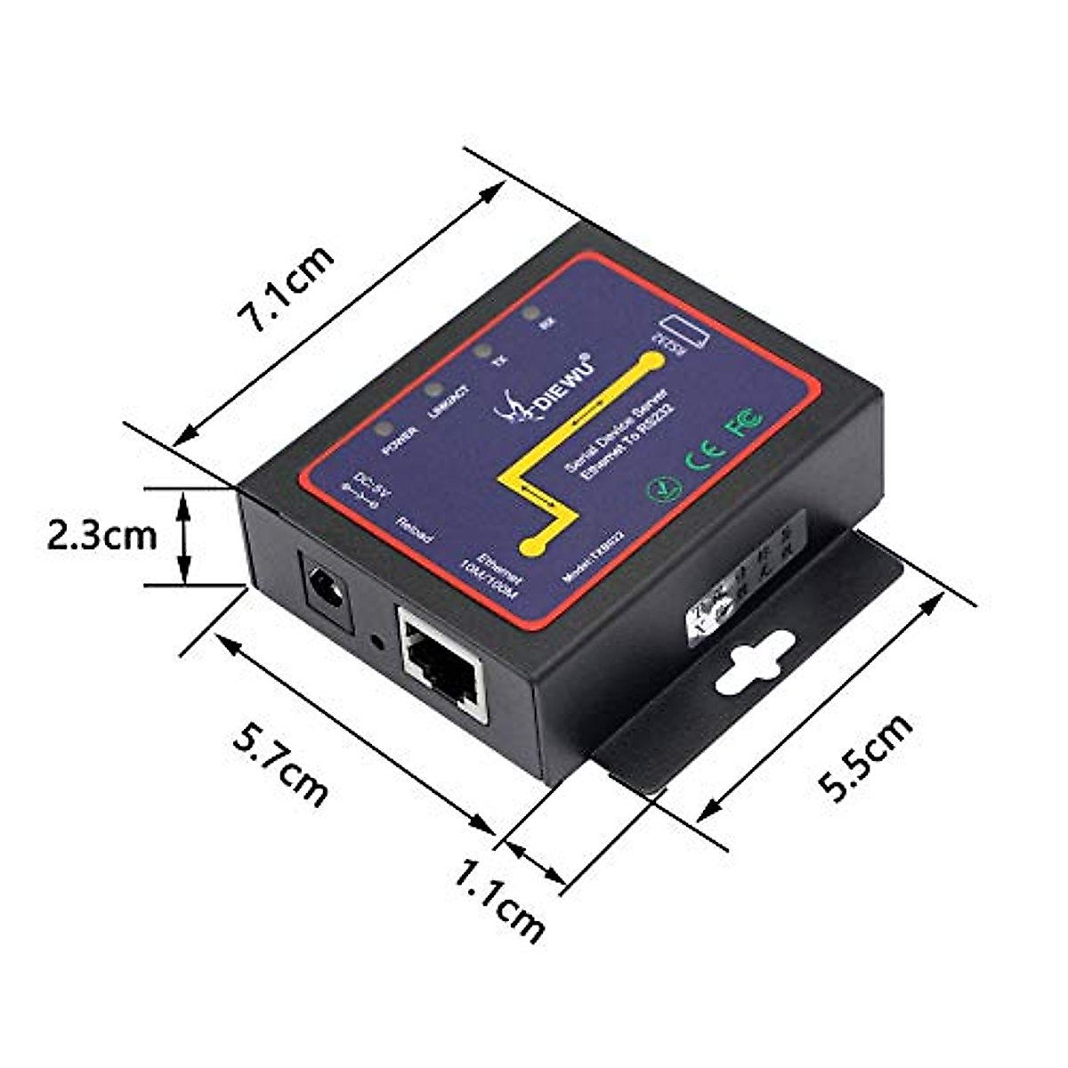 CERRXIAN RS232 to Ethernet Serial Device Server, 1 Port RS 232 DB9 Serial to Ethernet TCP IP Device Server Converter