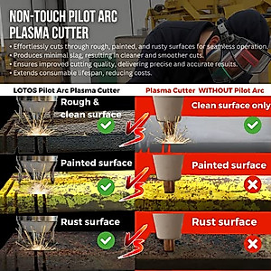 LOTOS LTPDC2000D Non-Touch Pilot Arc Plasma Cutter Tig Welder and Stick Welder 3 in 1 Combo Welding Machine,½ Inch Clean Cut,Brown