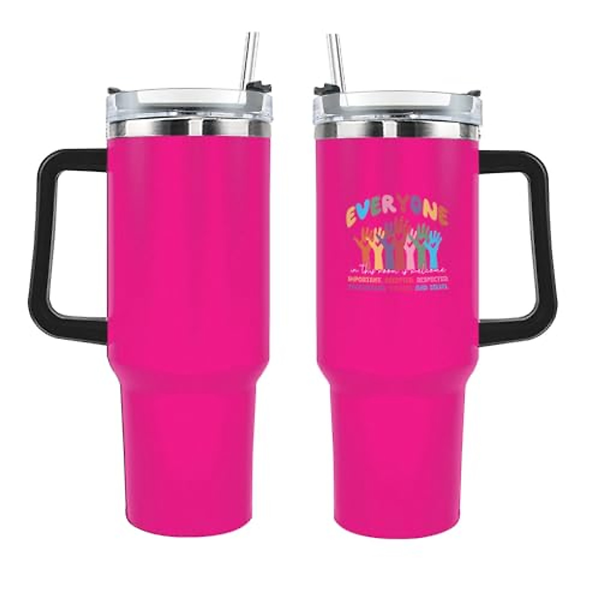 liabiliies 40 oz Tumbler with Handle and Straw Everyone is Welcome Here Tumbler with Lid and Straw Insulated Tumbler Stainless Steel Tumblers