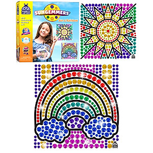 SUNGEMMERS Window Art Kit for Kids, Gem Art Suncatcher - Great 7 6 Year Old Girl Birthday Gift Ideas, & Gifts for 4 5 6 7 8 9 10 Year Old Girls & Boys - Fun Arts & Crafts for Kids Ages 6-8 8-12 4-6