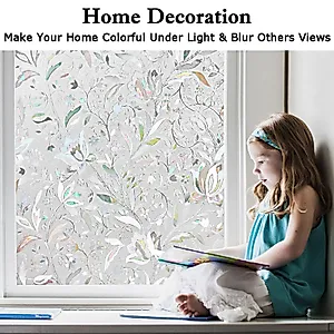 Kromapolis Window Film, Window Privacy Film, Window Vinyl Glass Covering, Stained Glass Decorative Film, Window Film Privacy Frosted, Static Window Clings, Non-Adhesive, No-Glue (17.5 x 78.7 inch)