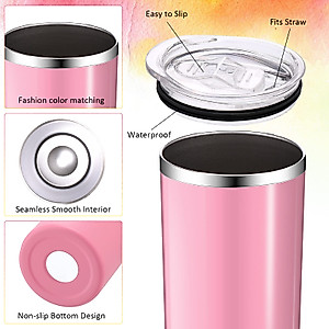 16 Pack Skinny Tumblers with Lids and Straws 20 oz Double Wall Vacuum Slim Water Tumbler Cup Stainless Steel Insulated Skinny Travel Mug Coffee Mug for Hot Cold Drink, 16 Colors