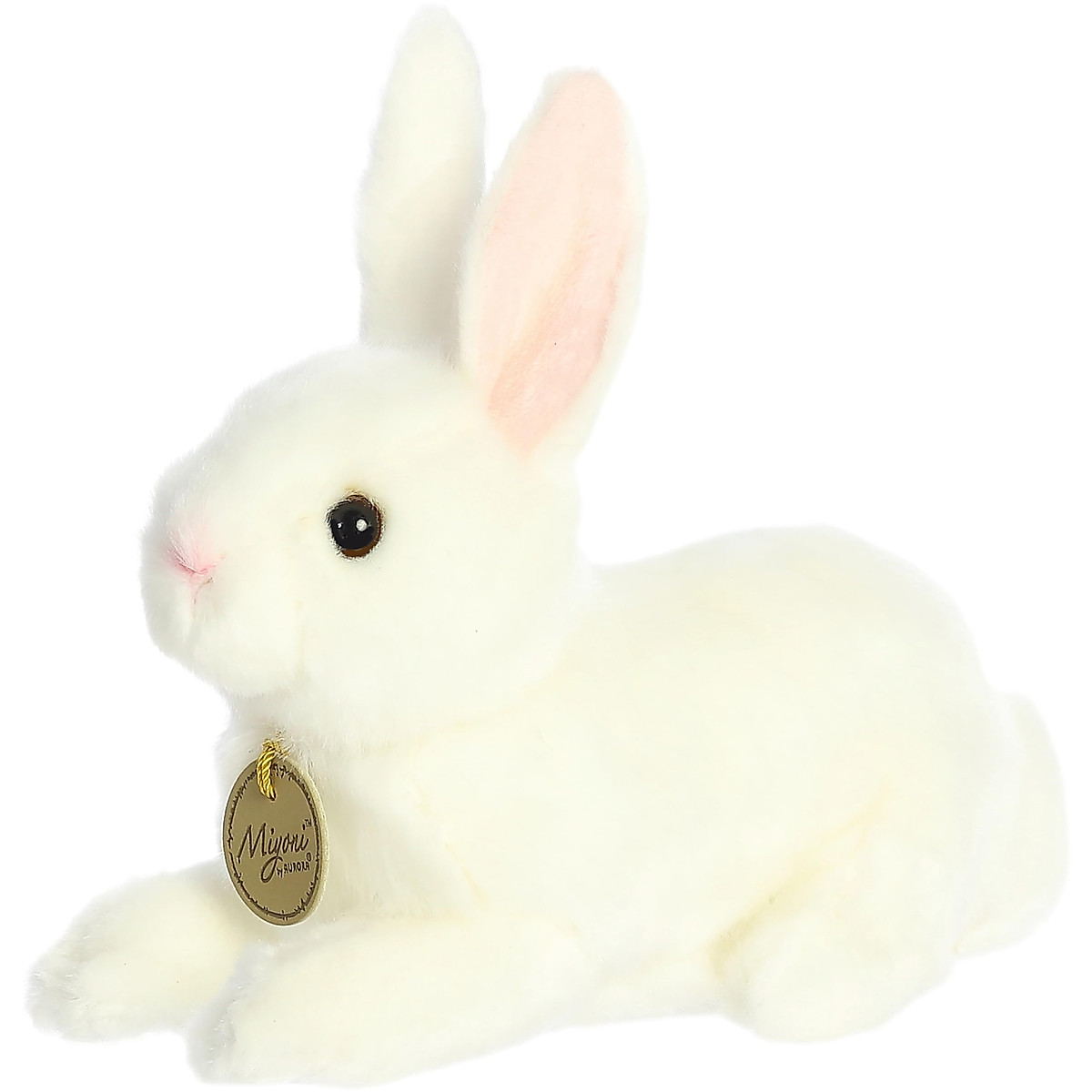 Aurora® Realistic Miyoni® American White Rabbit Stuffed Animal - Lifelike Detail - Cherished Companionship - 8 Inches