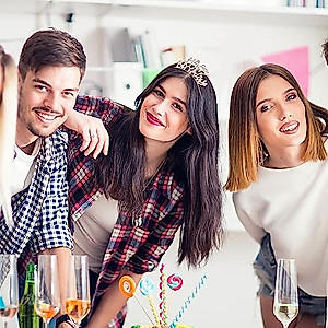 Birthday Crown Silver Rhinestone Birthday Tiara Birthday Party Decorations for Women Birthday Party Favors for Girls 16th 21st 30th 40th 50th 60th Birthday Crown Crystal Hair Accessories for Party(Rose Gold)