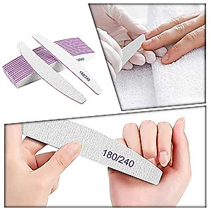 21 Pcs Professional Nail Files Set,16 Pcs Double Sided 180/240 Grits Long Lasting Polisher Washable Emery Boards for Acrylic & Natural Nails,Manicure Nail Styling Tool for Home and Salon Use