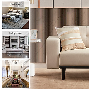 Mid Century Modern Couch, 79" W Oversized Loveseat Sofa, Linen Living Room Couch, Large Sofa with Button Decor, Deep Seated Comfy Sofa with Solid Wood Legs for Bedroom Office, Beige