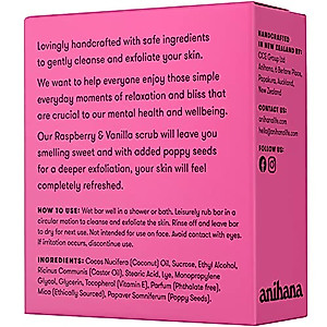 ANIHANA Sugar Scrub Soap Bars 4 Pack with Coconut Oil, Moisturizing, Exfoliating Body Scrub, Refreshing Raspberry Vanilla and Peach Smoothie Scents 3.6 Oz each