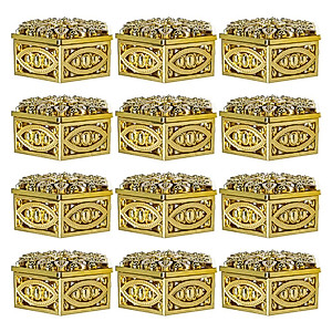 Box Table Decor 12Pcs Plastic Golden Candy Box Wedding Favor Boxes Small Chocolate Boxes for Wedding Bridal Shower Anniverary Chocolate Candy Wedding