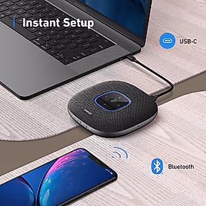 Anker PowerConf S3 Speakerphone with 6 Mics, Enhanced Voice Pickup, 24H Call Time, App Control, Bluetooth 5, USB C, Conference Speaker Compatible with Leading Platforms, Home Office