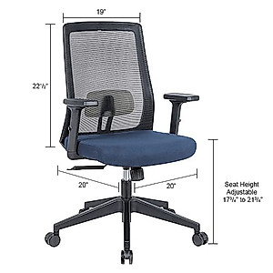 Global Industrial Mesh Task Chair with Seat Slider, Fabric, Ocean Blue