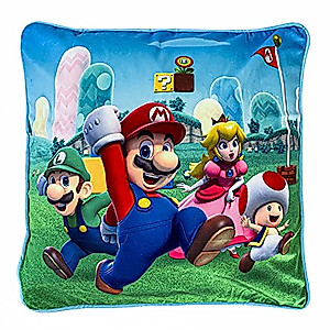 Franco Kids Bedding Soft Decorative Pillow Cover, 15 in x 15 in, Super Mario