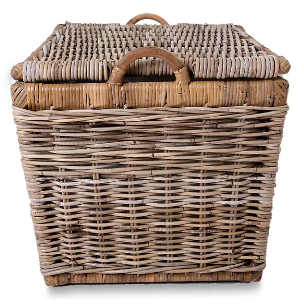 The Basket Lady Lift-Off Lid Wicker Storage Basket, Large, 24.5 in L x 18 in W x 17.5 in H, Serene Grey…
