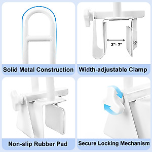 Dotday Adjustable Bathtub Safety Rail with Suction Shower Handle, Bathtub Grab Bars for Seniors, Grab Bars for Bathtubs and Showers, Tub Grab Bars for Side of Tub, Bathroom Safety Bars for Seniors