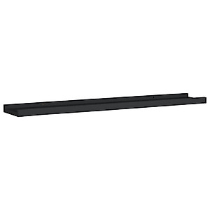 vidaXL Wall-Mounted Black Ledge Shelves, Set of 2, Lacquered MDF, Measuring 31.5"x3.5"x1.2", Suitable for Picture Frames and Decorations, Easy to Install