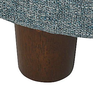 Homepop Home Decor | Upholstered Round Storage Ottoman | Ottoman with Storage for Living Room & Bedroom, Teal Tweed