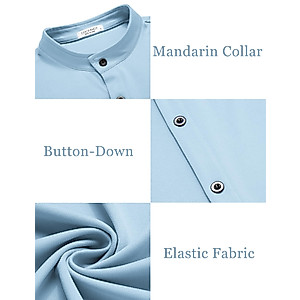 COOFANDY Mens Casual Dress Shirts Long Sleeve Muscle Fit Dress Shirt Wrinkle Free Light Blue