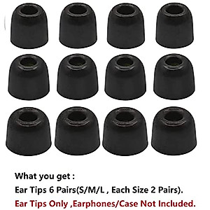 BLLQ Memory Foam Ear Tips Compatible with Sony WF-1000XM5 Replacement Ear Tips, Perfect Noise Cancellation, Fit in Case, S/M/L 6 Pairs Foam Tips Black (Foam XM5B6P)