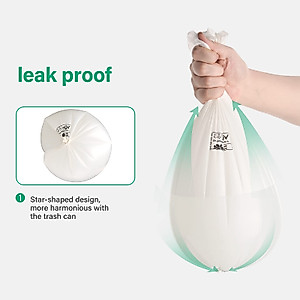 Envfender Compostable Trash Bags 4 2.6 Gallon Drawstring Biodegradable Trash Bags 100% Compost Small Trash Bags for Kitchen Bathroom Office ASTM D6400 BPI Certified Green